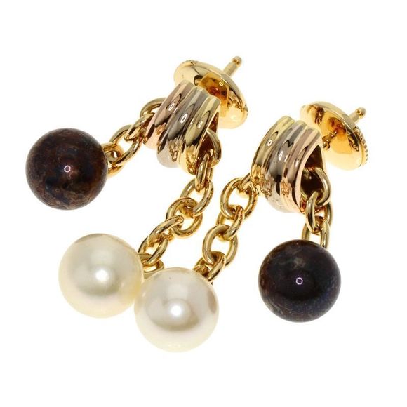 Cartier | Jewelry | Cartier Trinity Pearl Earrings 8k Yellow Gold 18k ...